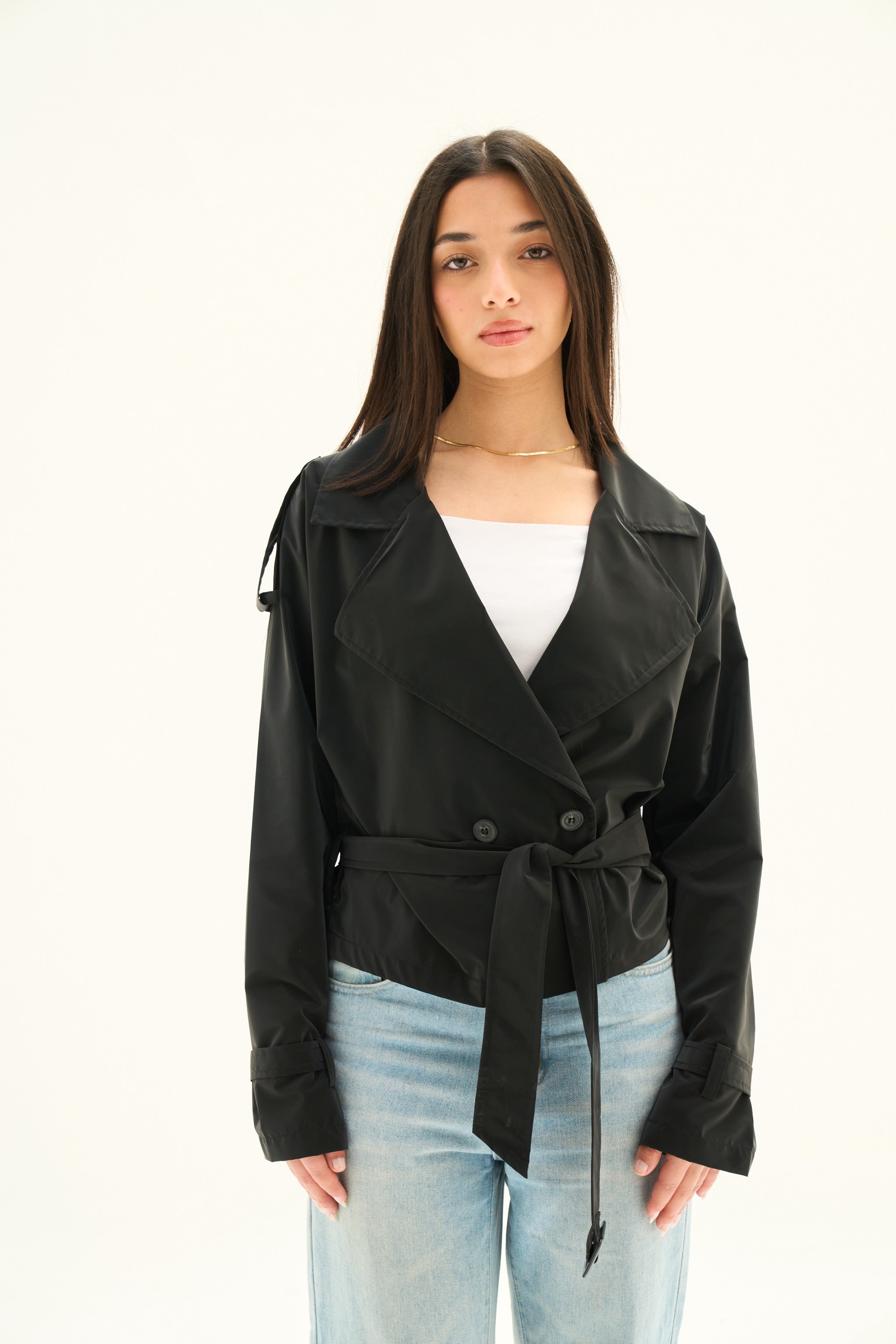 Black Mini Trench Jacket